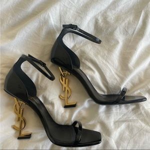 Saint Laurent | Shoes | Ysl Logo Heel Sandal | Poshmark